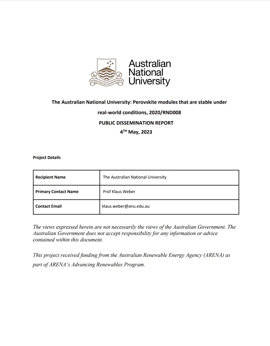 ANU - New Materials - Perovskite modules that are stable under real ...