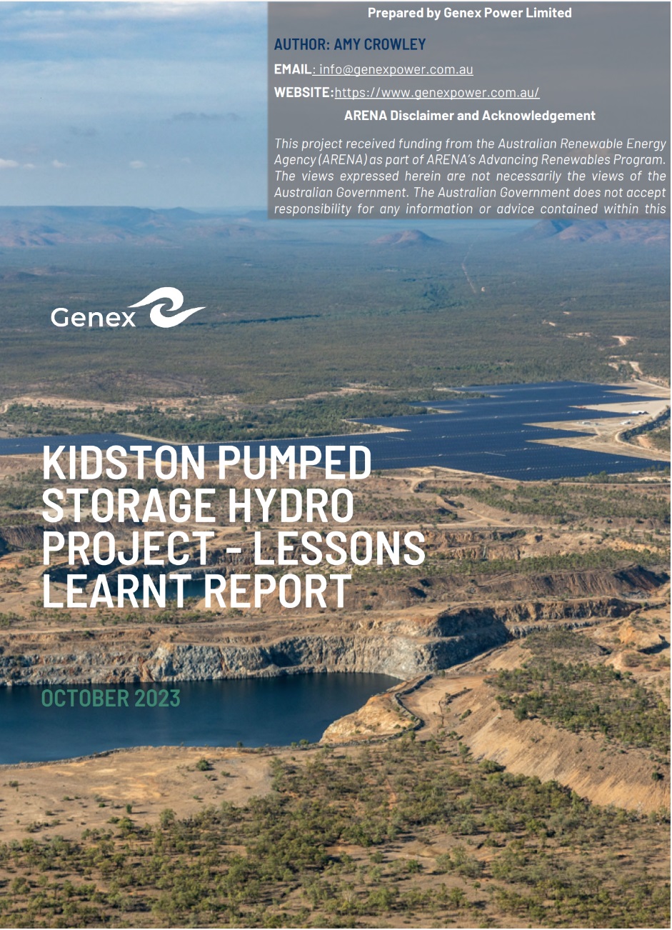 Genex - Kidston Pumped Storage Hydro Project - Lessons Learnt Report 9 ...