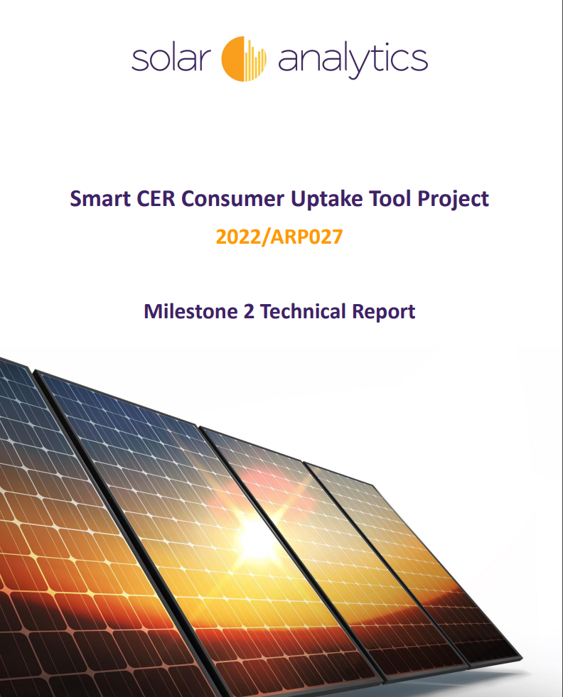 Solar Analytics – Smart CER Consumer Uptake Tool – 2023 Technical ...