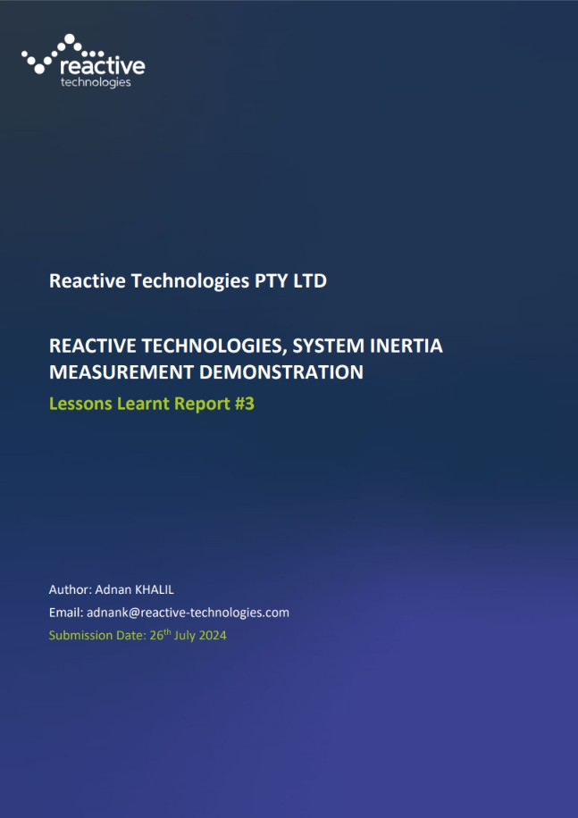 Reactive System Inertia Measurement Demonstration Lessons Learned 5506