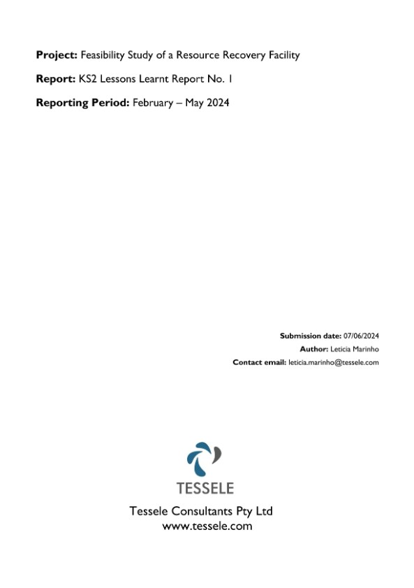 Yolarno – Feasibility Study into Resource Recovery Facility - Lessons Learnt Report 1 ...