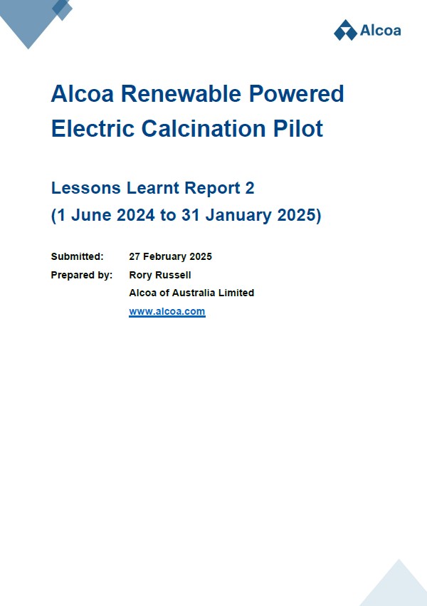 Alcoa – Renewable Powered Electric Calcination Pilot – Lessons Learnt ...