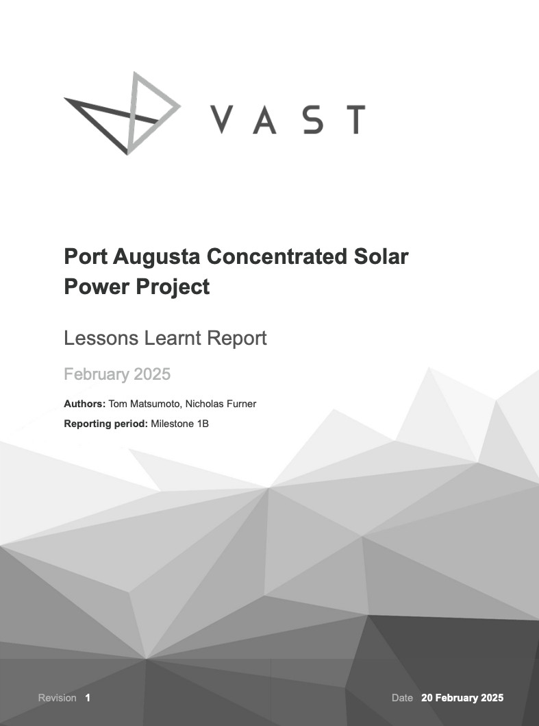 Vast Solar, Port Augusta Concentrated Solar Power Project - Milestone 1 ...