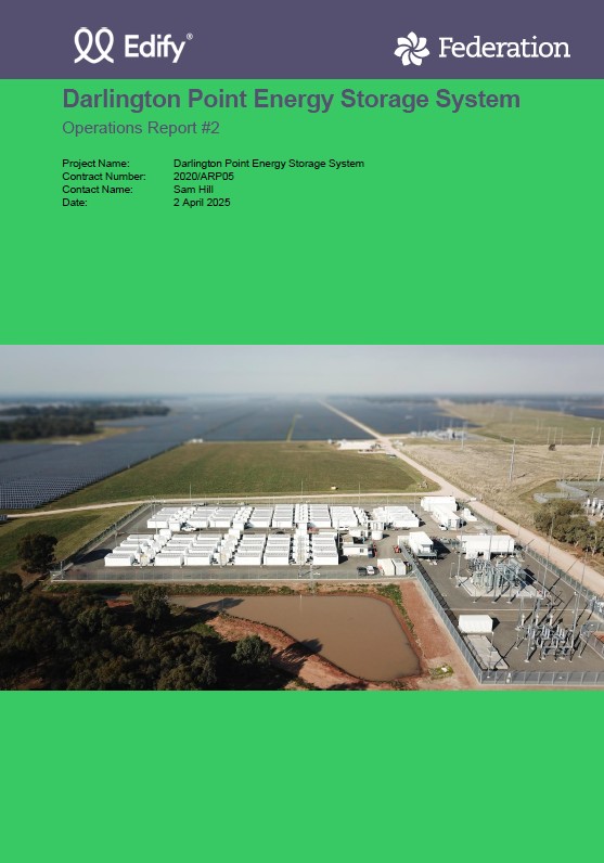 Edify Energy – Darlington Point Energy Storage System – Operations Report #2 - Australian ...
