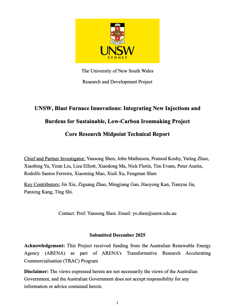 UNSW, Blast furnace innovations: sustainable, low-carbon ironmaking ...